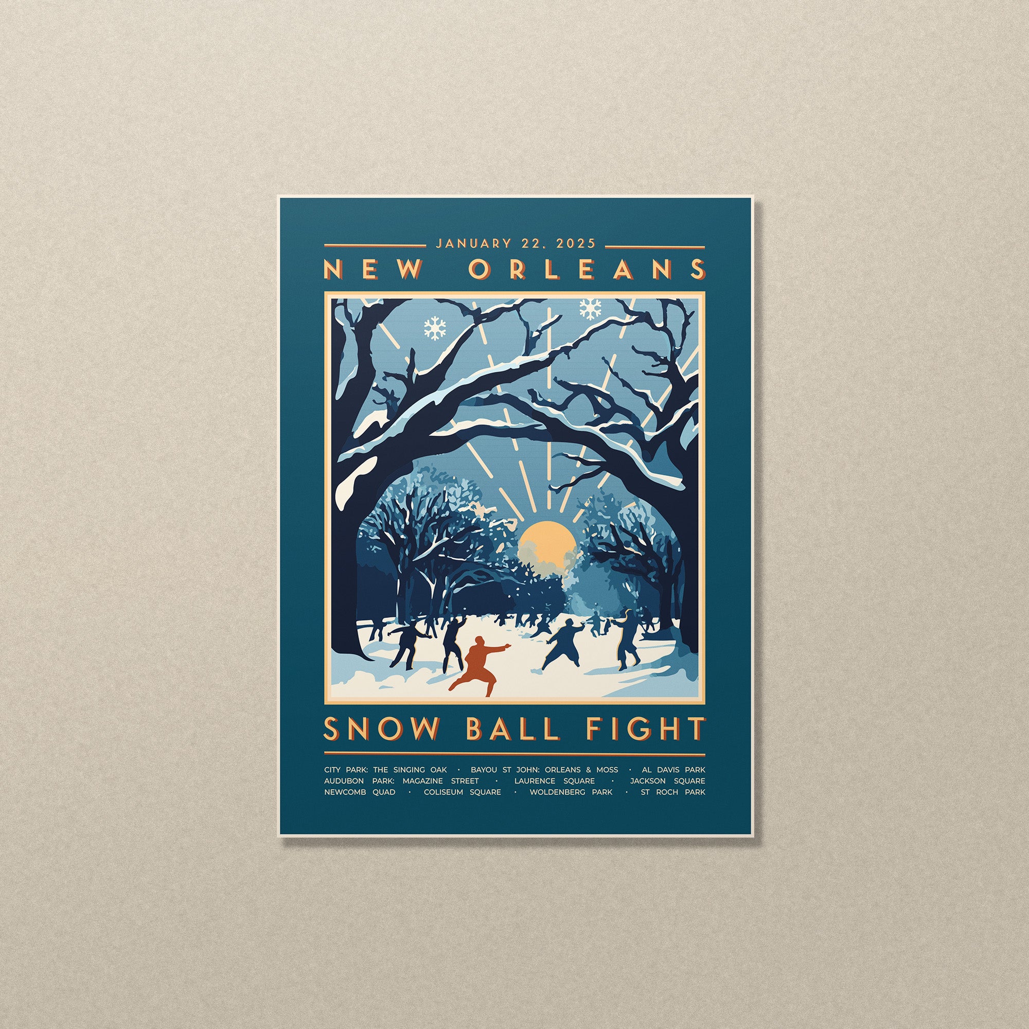 Poster for The New Orleans Snow Ball Fight of 2025 (18" x 24") – art ...